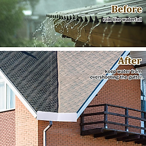 4 Pcs Gutter Valley Splash Guards Downspout Diverter Roof Rain Diverter White Roofing Gutter Guards with 40 Screws Gutters for House Residential Flat Shingle Roofs Corner (Foldable)
