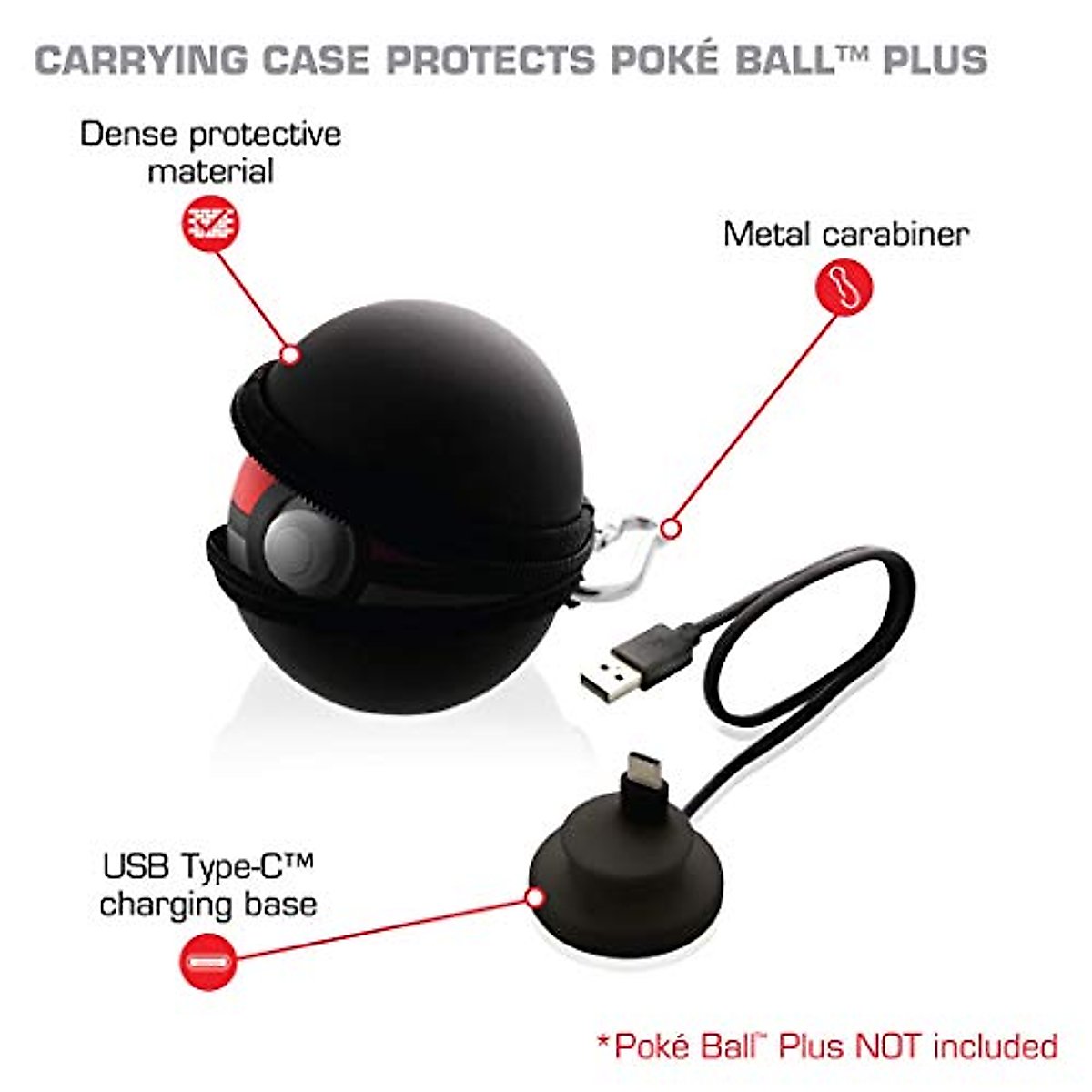 Nyko Charge Base Plus - USB Type-C Charging Dock and Carrying Case for Poké Ball Plus Nintendo Switch Controller