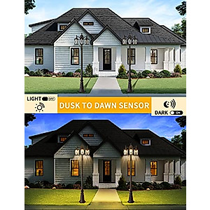 CMRCOZIRA Modern Outdoor Street Light 82.7" H, Dusk to Dawn 3-Head Post Lights, Outdoor Lamp Post with Outlet, Waterproof Outdoor Lamp Post Lights, Street Lantern 3 Light in Black for Exterior Yard