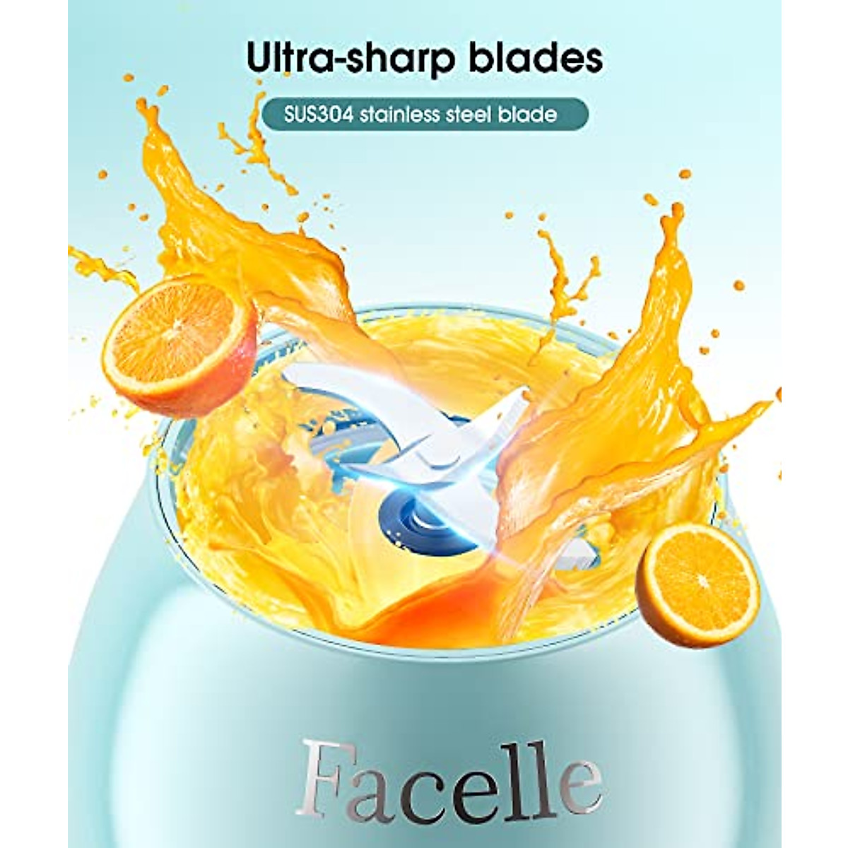 Facelle Smoothie Blender, 400W Powerful Personal Blender, 17Oz Personal Size Blender with 4 Sharp Stainless Steel Blades, Smart Switch Portable Blender for Shakes Frozen Drinks Smoothies Food Juices