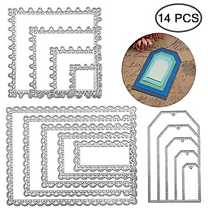3 Sets Cuttting Dies for Card Making, FineGood Geometry Metal DIY Cutting Die Frames Die-cuts Stencils for Scrapbooking Album Decoration
