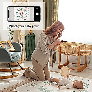 Baby Milestone Blanket | Cotton Muslin Blanket | Monthly Milestone Blanket for Baby Boy or Girl, Unisex | Newborn Baby Shower Present for New Mums | Flowers & Leaves Theme | Includes Wooden Frames