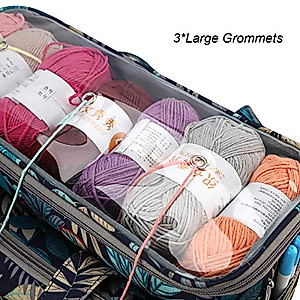 Yarn Storage Tote with Mini Yarn Drum, Knitting Bag Organizer Crochet Tote Bag for Yarn Storage,Dust-Proof Transparent Top,3 Large Grommets for Tangle Free,Sewing and Knitting Supplies
