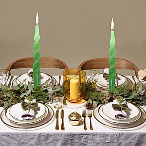 Spiral Taper Candle Dinner Candle Set 10 Inches Twisted Candlesticks 2 Color Handmade Dripless Candles Sticks for Wedding Celebration Anniversary Christmas Church