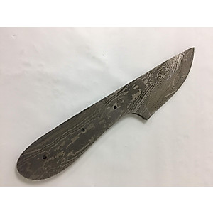8 inches long hand forged Damascus steel straight back blank blade skinning knife with 3 pin hole. 3.5 inches cutting edge