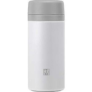 Zwilling Thermo Thermos Flask, Integrated Filter Insert, Vacuum Flask for Tea & Infused Water, Double Wall Insulation, 420 ml, Height: 17,2 cm, White