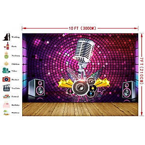 MEETSIOY 10x7ft Karaoke Photography Backdrop Wood Floor Microphone Sound Background Themed Party Photo Booth Backdrop BJMYMT112