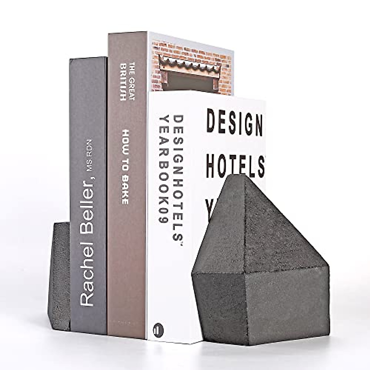 Decorative Bookends , Heavy Duty Cast Iron , Art Shelf Decor , Geometry Abstract Theme (Black) by Ambipolar