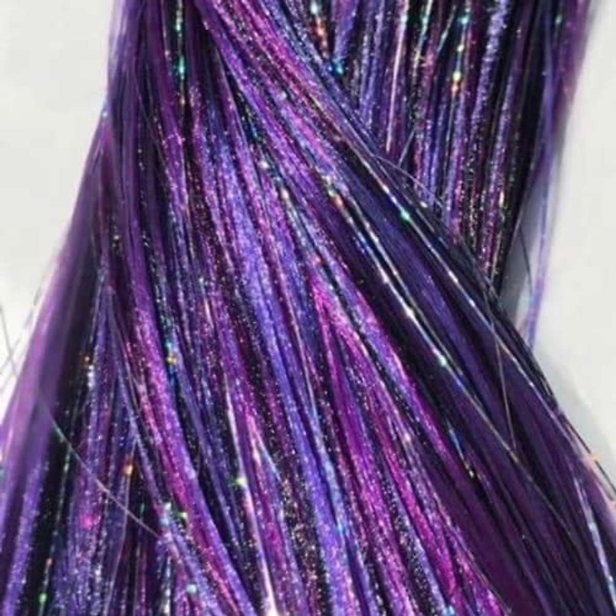 Purple Hair Tinsel Kit Strands, Fairy Hair tinsel kit in Lavender Hair Extensions with beads and loop tool (Purple)