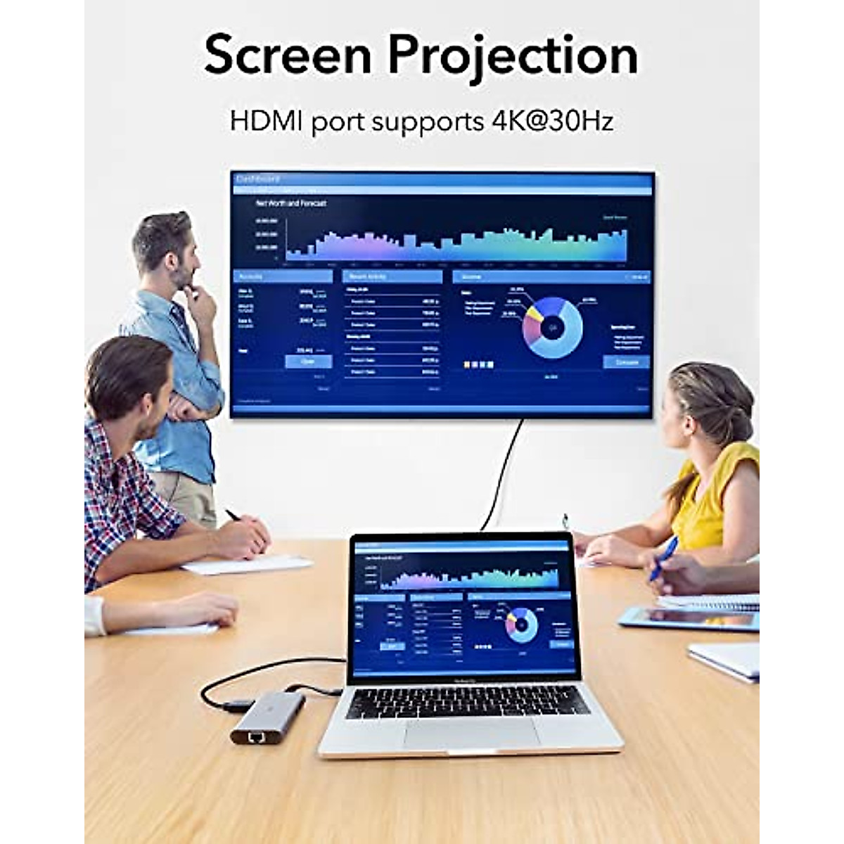 ESR 8-in-1 Portable Hub, USB-C Hub with Gigabit Ethernet, 4K@30Hz HDMI, 100W PD, 2 USB 3.0 Ports, 1 USB 2.0 Port, SD Card Reader, Compatible with iPad 10/Pro 11/12.9, MacBook Pro, and USB-C Devices