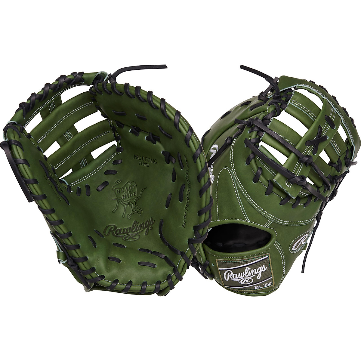 Rawlings | Heart of The Hide Baseball First Base Mitt | Right Hand Throw | 13" - SPDB Web | Military Green