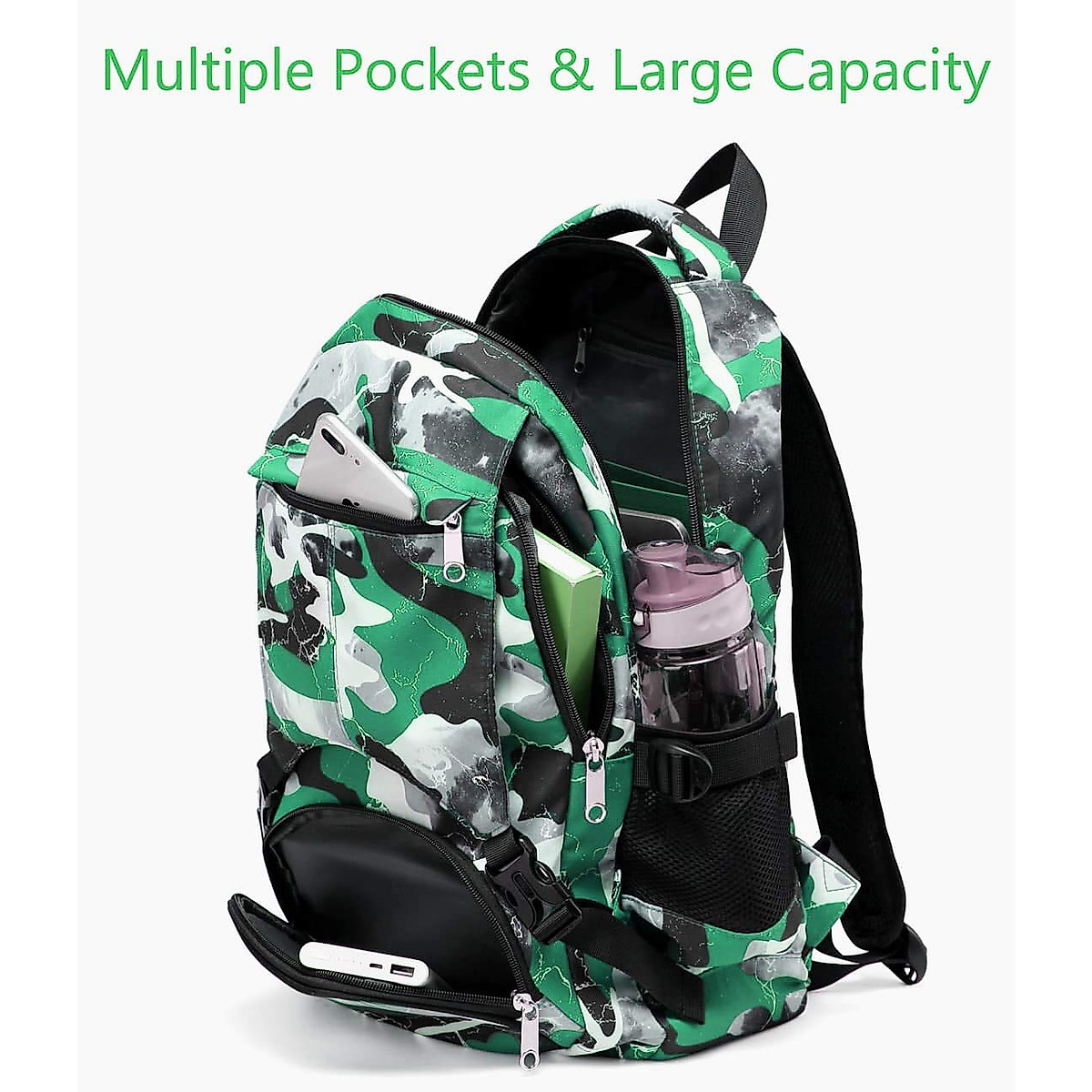 BLUEFAIRY Kids Backpacks for Boys Girls Elementary School Bags Bookbag Kindergarten Primary Secondary (Green Camo)