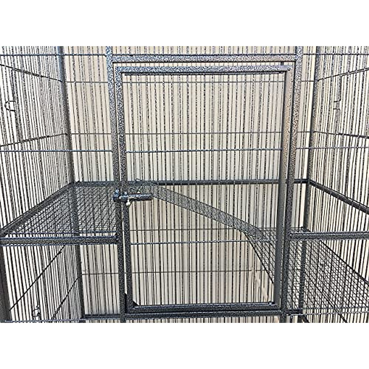 Extra Large Wrought Iron 4-Tiers Ferret Chinchilla Sugar Glider Rats Mouse Cage with Detachable Rolling Stand (32 x 19 x 64 H inches, Black Vein)