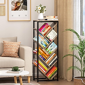Cutogxon Tree Bookshelf - 9 Tier Floor Standing Tree Bookshelf for CDs/Movies/Books, Small Bookshelf for Small Spaces Bookshelves Wooden Book Storage Organizer Shelves for Bedroom Living Room