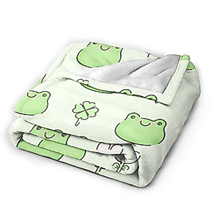 Pubnico Cute Green Frogs Blanket , Flannel Blanket Fluffy Cozy Fuzzy Throws Non-Shedding for Nap Bed Sofa Couch Home Decor, Adults Kids Teens Frog Gifts