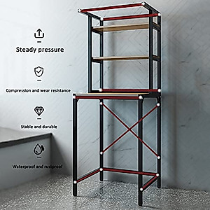 BKGDO Washer Storage Frames Floor Standing for Over Toilet,3-Layer Drum Carbon Steel Washinghine Rack,Bathroom Storage Rack Space Organizer/Black