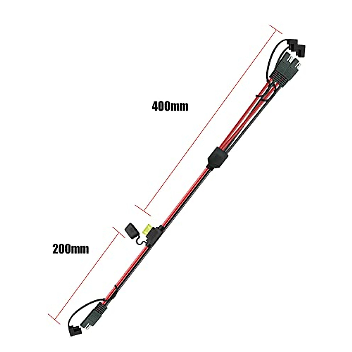 GMURA SAE Cable Splitter 10AWG Y-Splitter 1 to 2 SAE Extension Cable with 30A Inline Fuse Holder and SAE Polarity Reverse Adapter for Solar Panel Automotive RV Portable Power Station