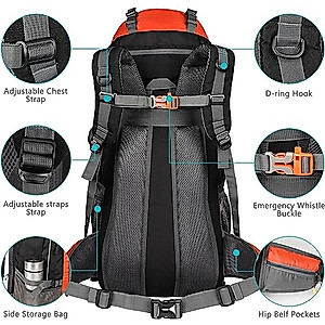 A N T INDUSTRIES 75L Hiking Backpack Camping Backpack Backpacking Backpack, Mountaineering Backpack with 65L+5L Rain Cover (Orange)