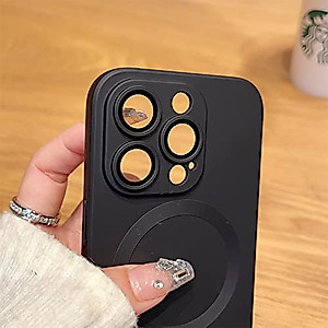 Fycyko Phone Case for iPhone 13 Pro Max Magnetic Case [Adaptation with Magsafe] Slim Silicone Soft Smooth Design for iPhone 13 Pro Max 6.7'' with Camera Protector-Black