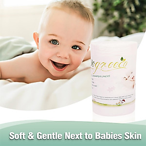 wegreeco Unscented Diaper Liners - Fragance Free and Chlorine Free Cloth Diaper Liners - 100 Sheets Per Roll (2 Roll)