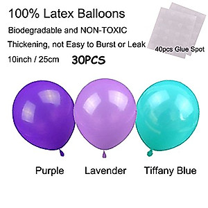 Mermaid Party Decorations, Recosis 57 Pcs Pom Poms Paper Tassel Garland Mermaid Confetti Balloons for Mermaid Birthday Baby Shower Frozen Under the Sea Party Supplies - Teal Lavender Purple