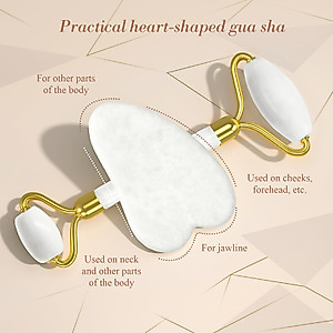 YLTNEUQER Gua Sha Facial Massage Tool & Jade Roller Set, Facial Massager for Face, Neck, Back, Arms, Legs, Eye,SPA Gifts for Women Gua Sha Facial Massager Reduce Puffiness and Improve Wrinkles