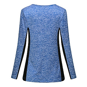 AxByCzD Exercise Tops for Women Yoga Long Sleeve Athletic Wear Running Training Performance Pilates Spring Workout Outdoor Clothes Blue XL