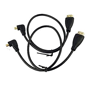 Seadream Angled Micro HDMI to HDMI Cable 2Pack 1.64 Feet 50CM 90 Degree Angle Micro HDMI Male to HDMI Male Cable Connector (2Pack Each of Right Angle and Left Angle)