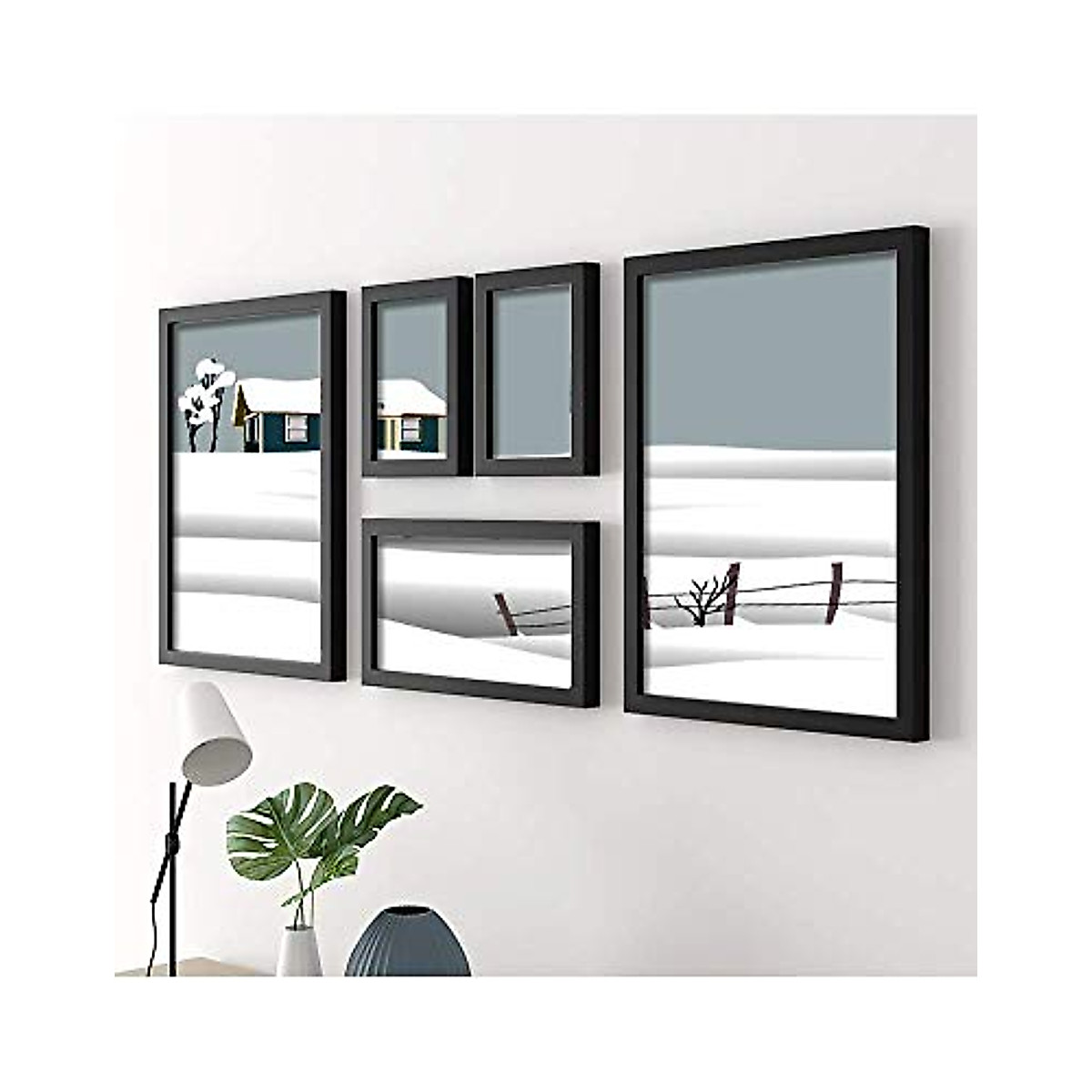 16x20inch Picture Frame Solid Wood Display Pictures 12x16 with Mat or 16x20 Wall Without Mounting Photo Frame Black（1pcs）