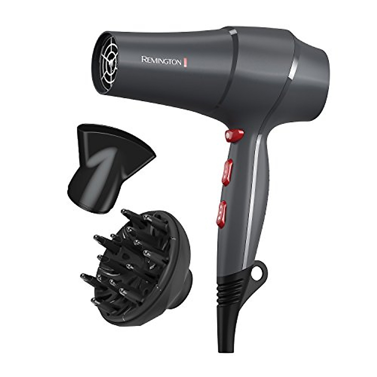 Remington Max Comfort Hair Dryer, Tourmaline, Ionic, & Ceramic Technology, Gray D3200