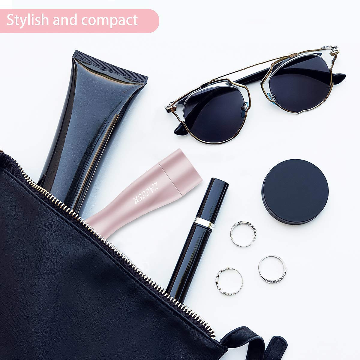 Facial Hair Remover ZACCER Painless Hair Removal for Women Waterproof Shaver Razor with LED Light (Rose)