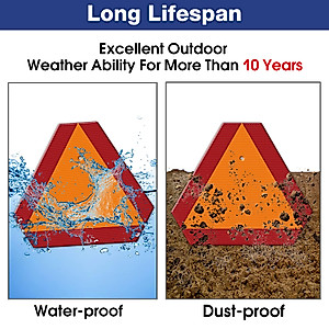 Slow Moving Vehicle Sign Triangle Sign with Reflector, Farm Triangle Safety Sign, SMV Sign, 14 x16 Engineering Grade Reflective Aluminum Golf Cart Accessories, Up to 7 Years Outdoor (Orange)