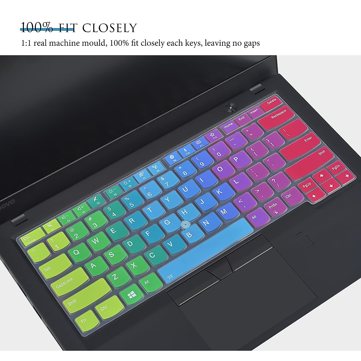 Keyboard Cover for Lenovo Thinkpad X1 Carbon 5th/6th/7th 2019 2018 2017 / ThinkPad X1 Yoga 14" 3 4 5th Gen/Thinkpad A475 L460 L470 T460 T460p T460s T470 T470p T470s T480 T480S Skin, Rainbow