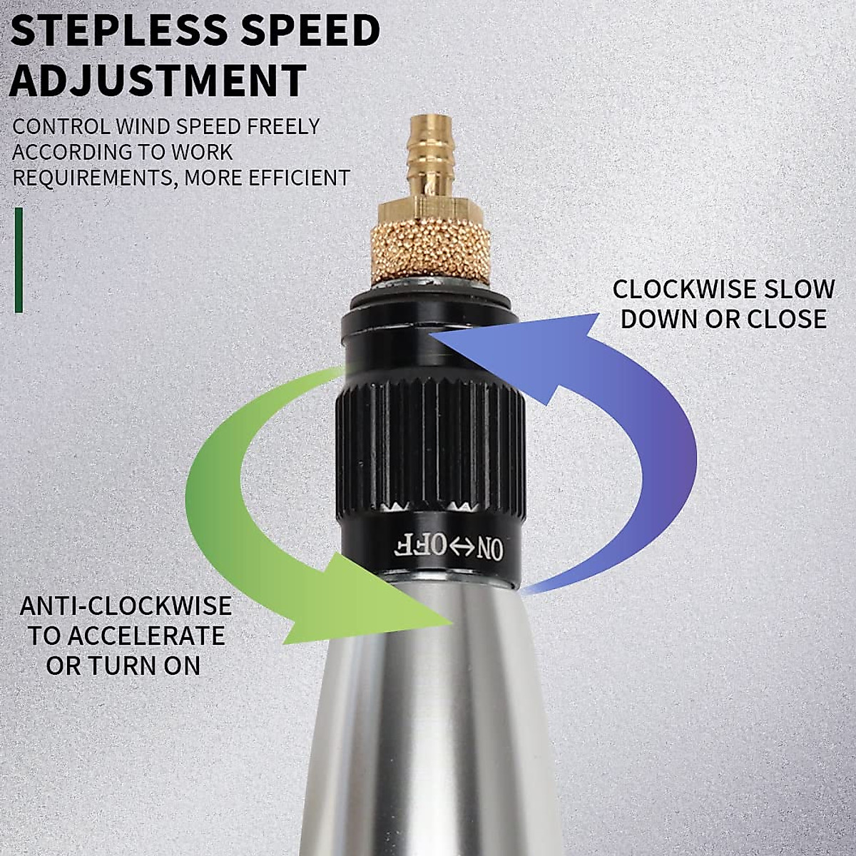 1/8" (3mm) Air Micro Grinder, Pneumatic Pencil Die Grinder, 28000 RPM Free Speed, For Cleaning Dies, Rotors, Backing Plates, Brake Pads, Mounts, Etc.