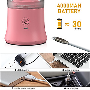 Portable Blender USB Rechargeable, Personal Size Blender Juicer Machines Cup For smoothies and shakes, 20oz Mini Fruit Mixer Cup with Six Blades (Pink)