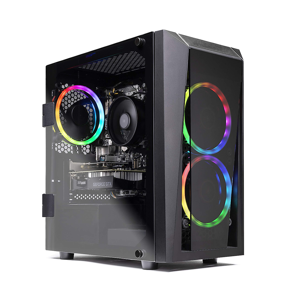 SkyTech Blaze II Gaming Computer PC Desktop – Ryzen 5 2600 6-Core 3.4 GHz, NVIDIA GeForce GTX 1660 Super 6G, 500G SSD, 16GB DDR4 3000MHz, RGB, AC WiFi, Windows 10 Home 64-bit