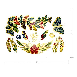 Terra Tattoos Gold Metallic Temporary Tattoos Waterproof Nontoxic Long Lasting Perfect for Beach, Festivals, & more (Enchanted)