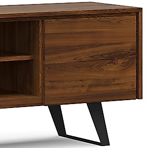 SIMPLIHOME Lowry 63 inch Wide Modern Industrial TV Media Stand in Walnut For TVs up to 70 inches for the Living Room and Entertainment Center