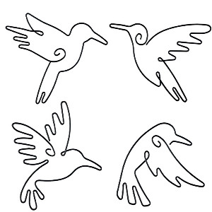 Hotop 4 Pieces Metal Hummingbird Wall Decor Black Bird Wall Art Metal Garden Wall Decor Cute Wall Sign for Indoor Outdoor Fence