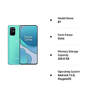 OnePlus 8T+ 5G 12GB(RAM)+256GB 120Hz Display (T-Mobile/Sprint Unlocked) KB2007 Single SIM Smartphone - Aquamarine Green (Renewed)