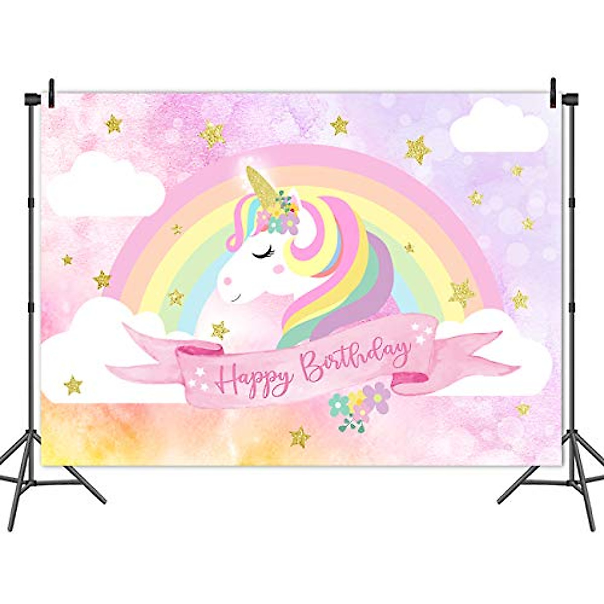 Avezano Unicorn Birthday Backdrop Pink Rainbow Cloud Unicorn Photography Background 5x3ft Vinyl Unicorn Theme Birthday Party Backdrops