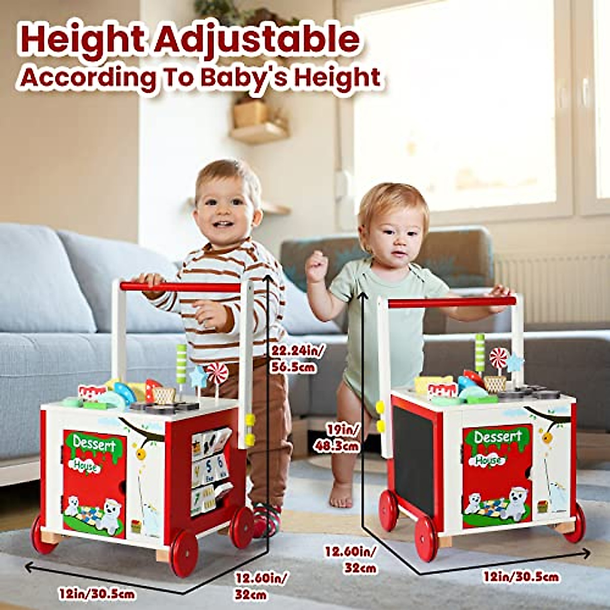 Baby Walker for Girls Boys Toddler Toys Age 1-2 Infant Toys 6-12 Months Baby Activity Center Learning Wooden Toys for 1 2 3 Year Old Baby Birthday Gifts Kids Baby Toys 12-18 Months, Assembly Required
