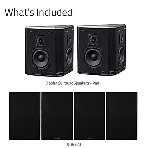 Fluance Elite High Definition 2-Way Bipolar Surround Speakers for Wide Dispersion Surround Sound in Home Theater Systems - Black Ash/Pair (SXBP2)