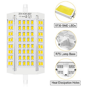 Bonlux R7S LED Light Bulb 118mm, 25W J118 Double Ended LED Bulbs 120V J Type R7S LED Floodlight 200W Halogen Bulb Replacement Daylight 6000K for Floor Lamp, Security Light (2-Pack)