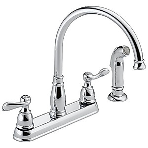 Delta Faucet Windemere 2-Handle Kitchen Sink Faucet with Side Sprayer in Matching Finish, Chrome 21996LF