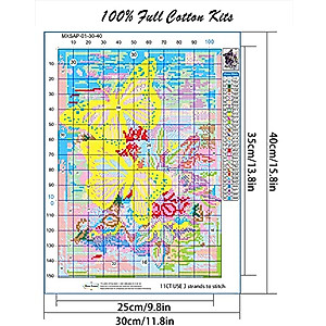 Stamped Cross Stitch Kits,Flowers Needlepoint Butterfly Counted Cross Stitch Kits for Adults Beginners,Full Range of Cross-Stitch Stamped Kits Needlecrafts for Home Wall Decor Cross Stitch Patterns