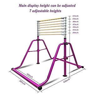 YANGG Foldable Gymnastics Kip Bar for Kids,3'to 5' Adjustable Height Horizontal Bar,Home Gym Equipment for Home Training (Without MAT, Purple)