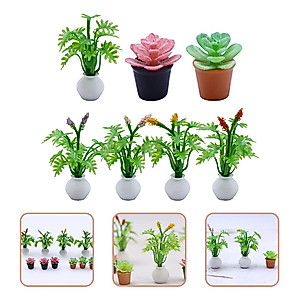 VOSAREA 7pcs Doll House Potted Plant Miniature Mini Verse Make It Mini Food Artificial Bonsai Decor Desk Topper Mini Foods Floral Decorations Mini House Prop Flowers Child Plastic Indoor