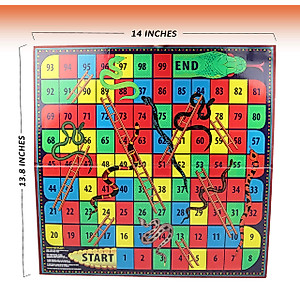 Snakes and Ladders Board Game for All Ages - Fun Family Games Snakes and Ladders for 2-6 Players