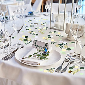 Sage Green 60th Happy Birthday Confetti, 60th Birthday Table Decorations Scatter Confetti Birthday Cake Confetti, Green Gold Foil Confetti Decorations for 60th Birthday Woman Men Party Decor 230 Pcs